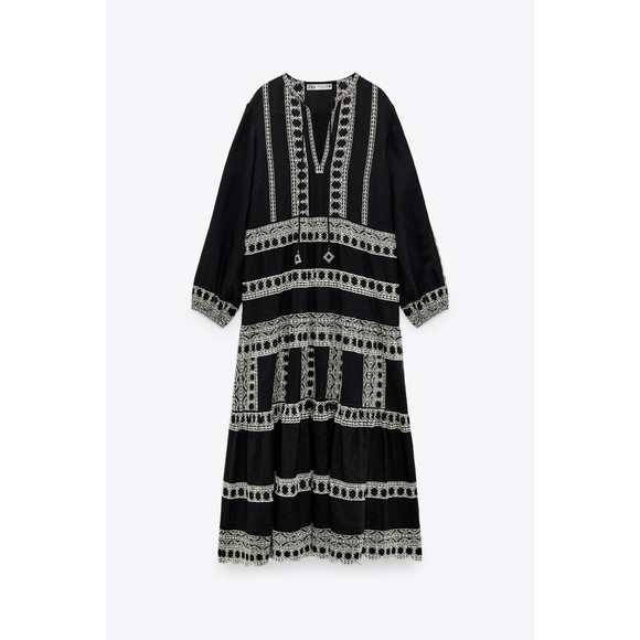 Zara | Dresses | Zara Embroidered Midi Dress | Poshmark